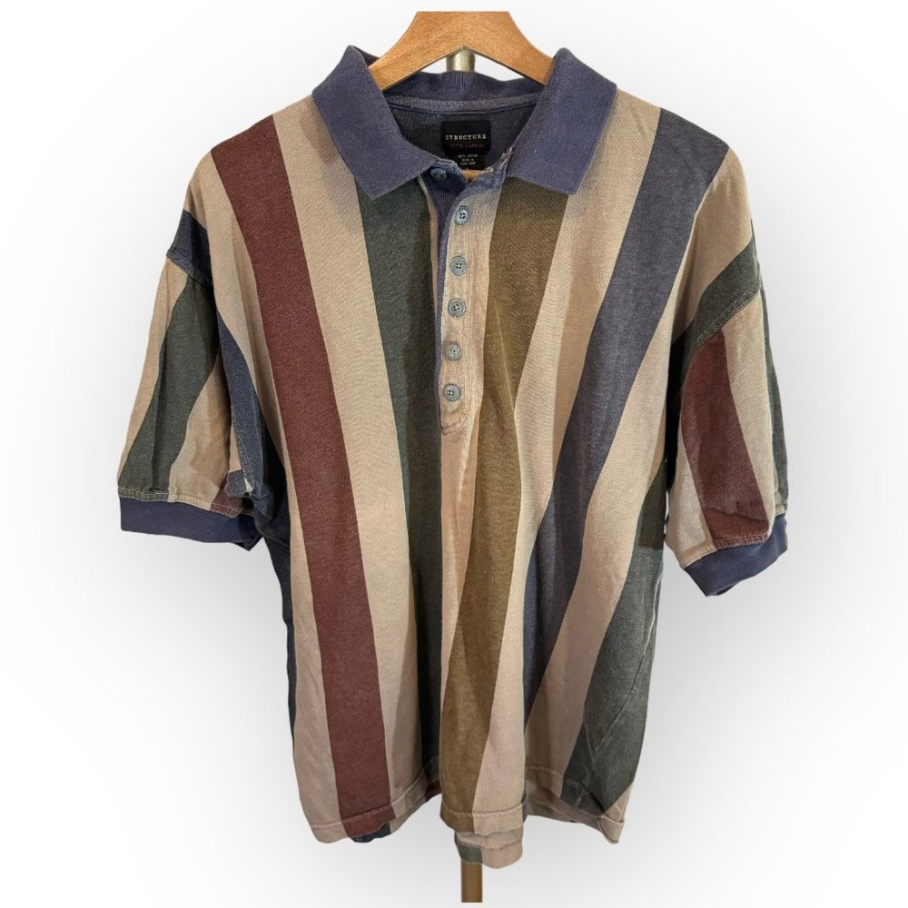Vintage Structure 90s Rugby Neutral Colorful Stripe P… - Gem